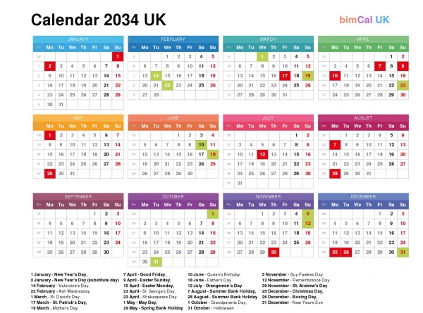 Calendar 2034 UK - bimCal.uk 🇬🇧